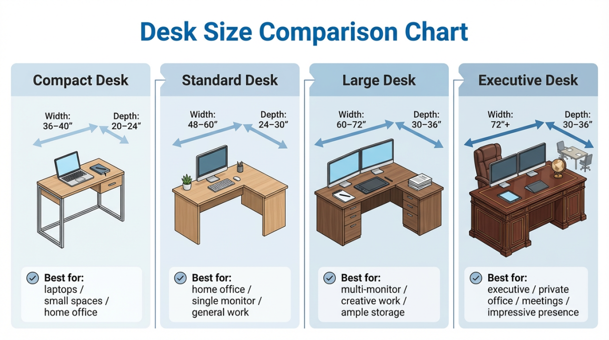 Common Desk Sizes and Key Dimensions 2025 for Workspaces